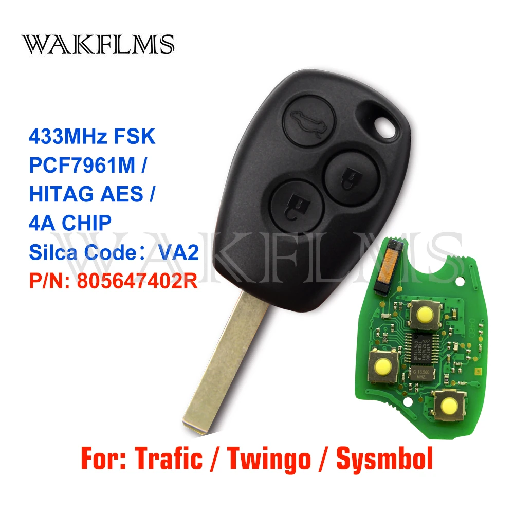 PCF7961M VA2 Remote Car Key Fob for Renault Trafic Twingo Symbol Dacia ...