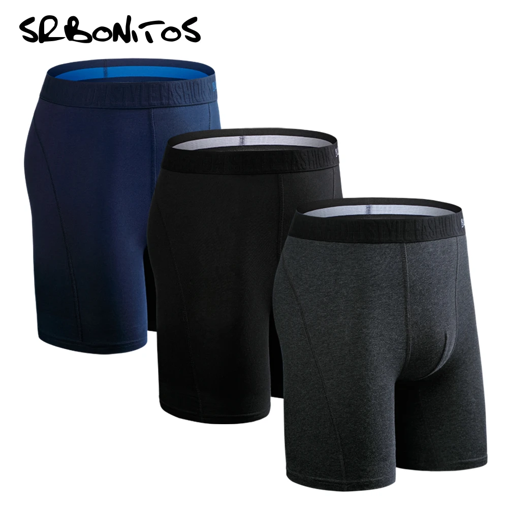 3pcs Set Long Leg Boxer Shorts Underwear For Men Cotton Underpants Men ...