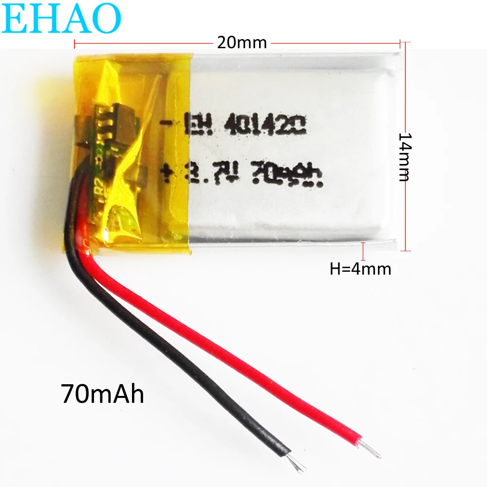 3.7V 70mAh 401420 Lithium Polymer LiPo Rechargeable Battery For Mp3 PAD ...