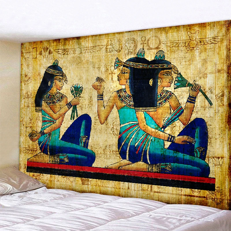 Yellow Ancient Egypt Tapestry Wall Hanging Old Culture Printed Hippie ...