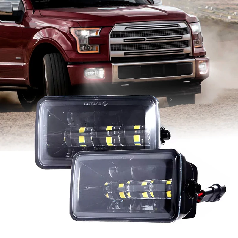 1-Pair-Black-Rectangular-LED-Fog-Lights-Lamps-Driving-Light-for-Ford ...
