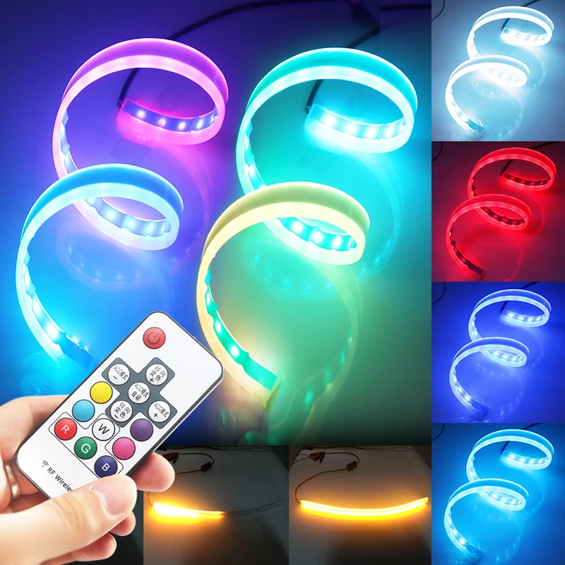 60cm Led Strip Lights Waterproof Flowing Rgb Daytime Running Light Drl ...