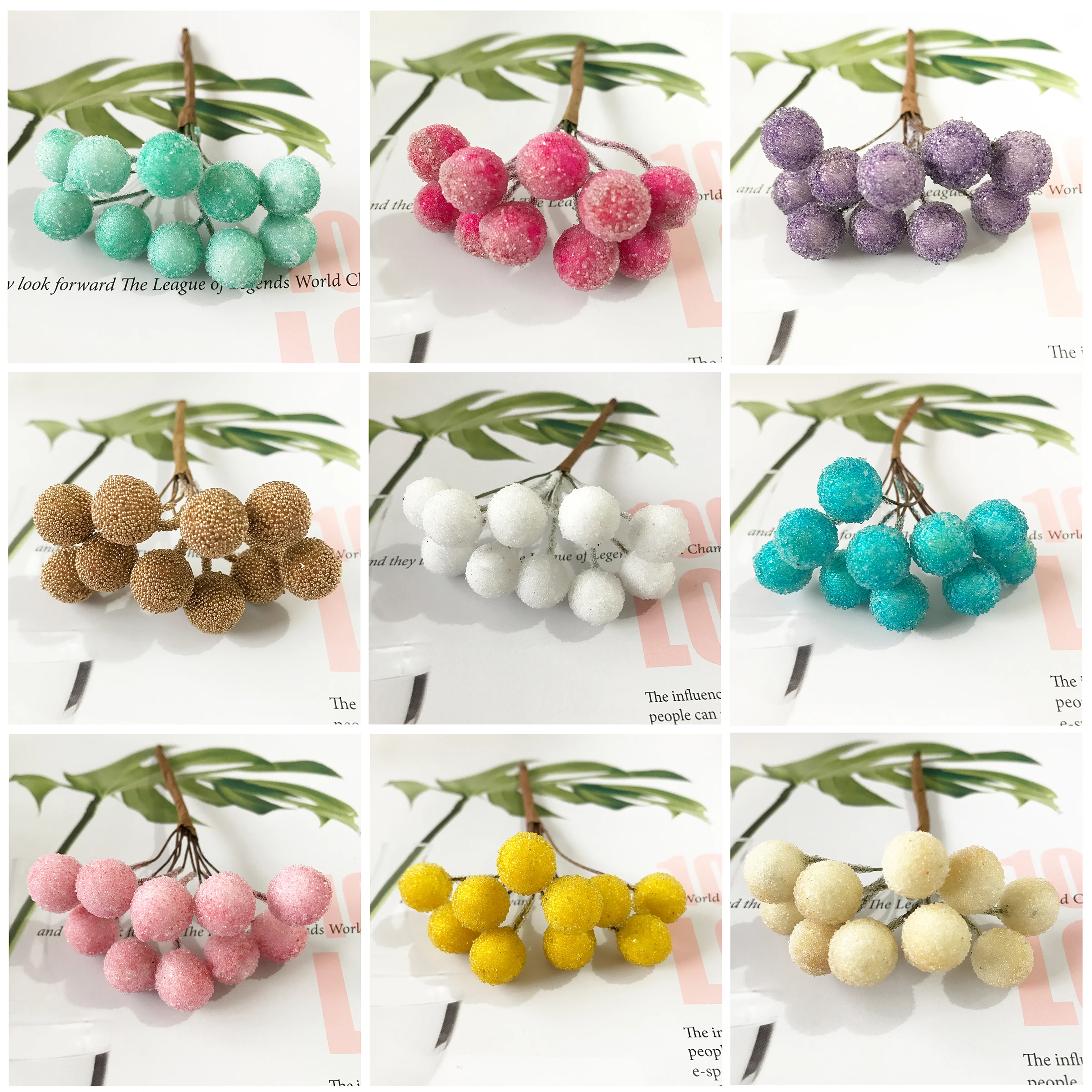 10pcs/lot mini fake plastic berry artificial flower red cherry ...