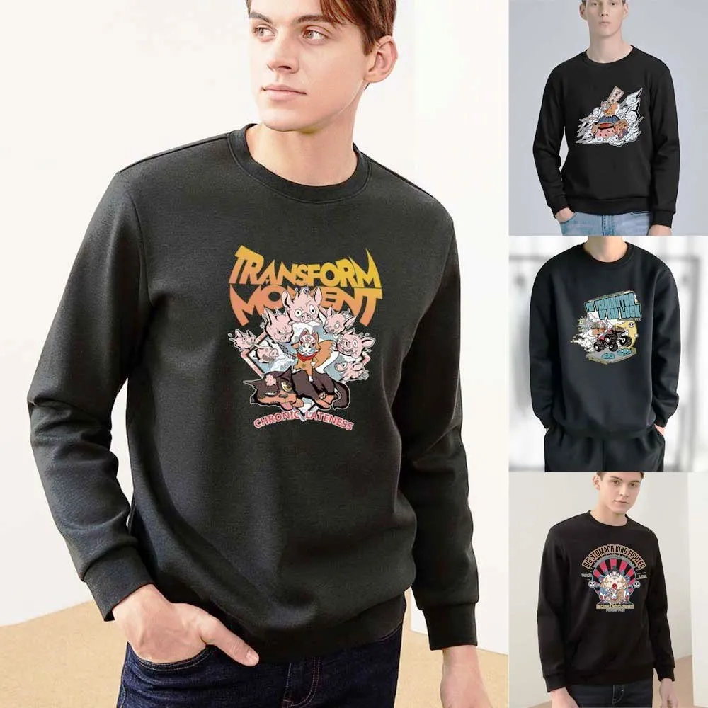 Men's Fashion O neck Pullover Mask Pattern Printing Long Sleeve Sweater ...