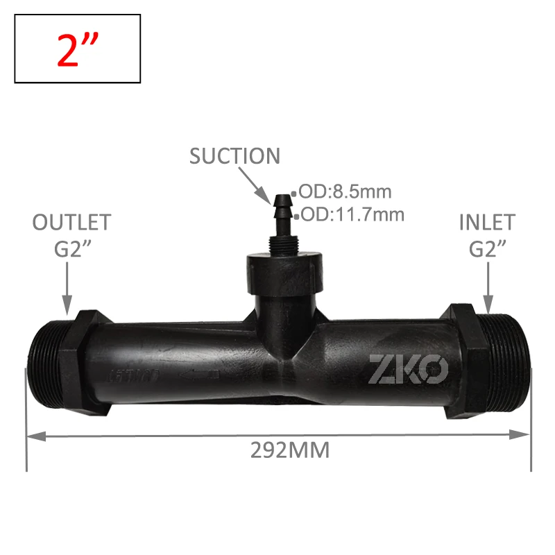 2" PVDF venturi Ozone water mixer Water treatment injector
