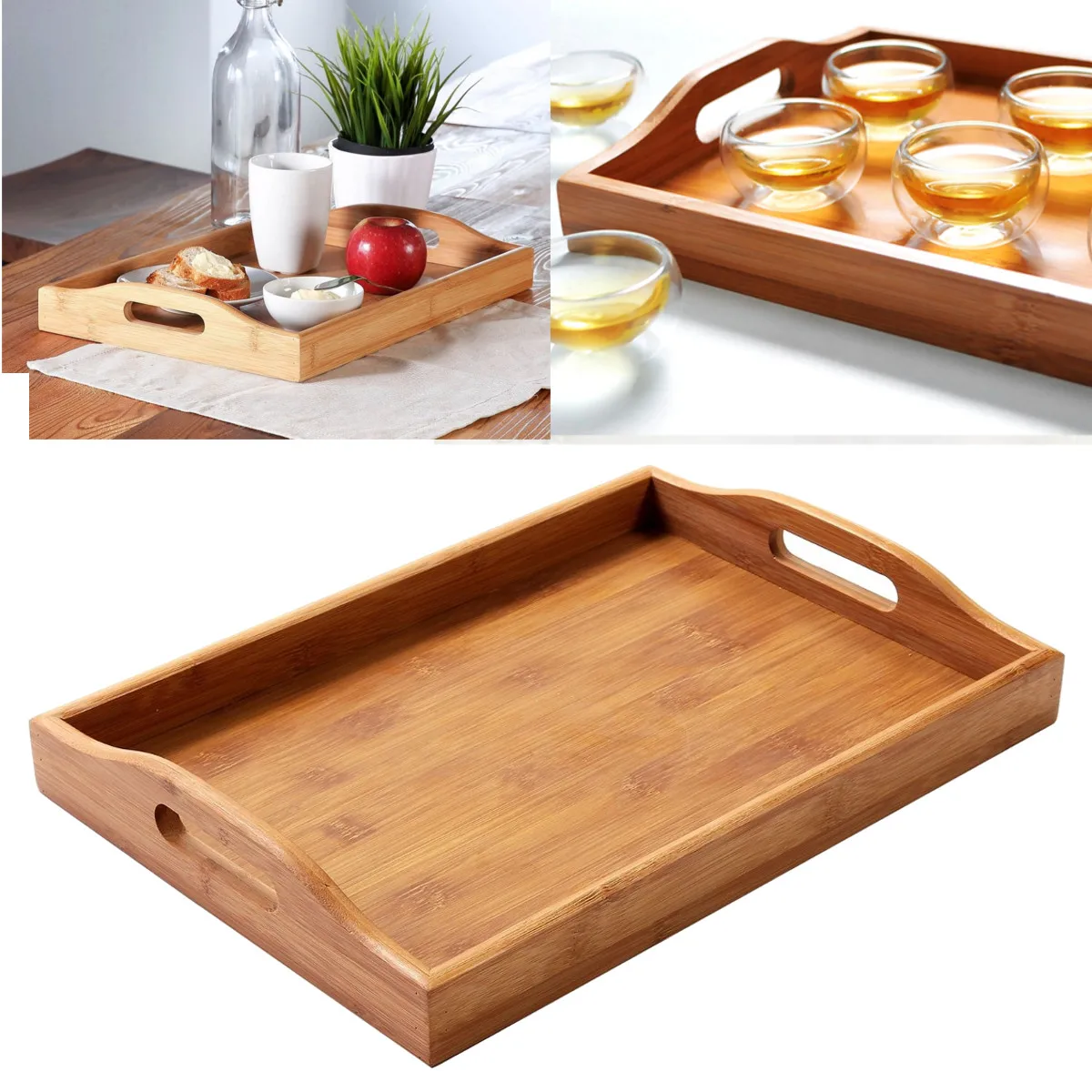 Japanese Bamboo Square Tray Solid Wood Tea Set Tray Home Breakfast Tray ...