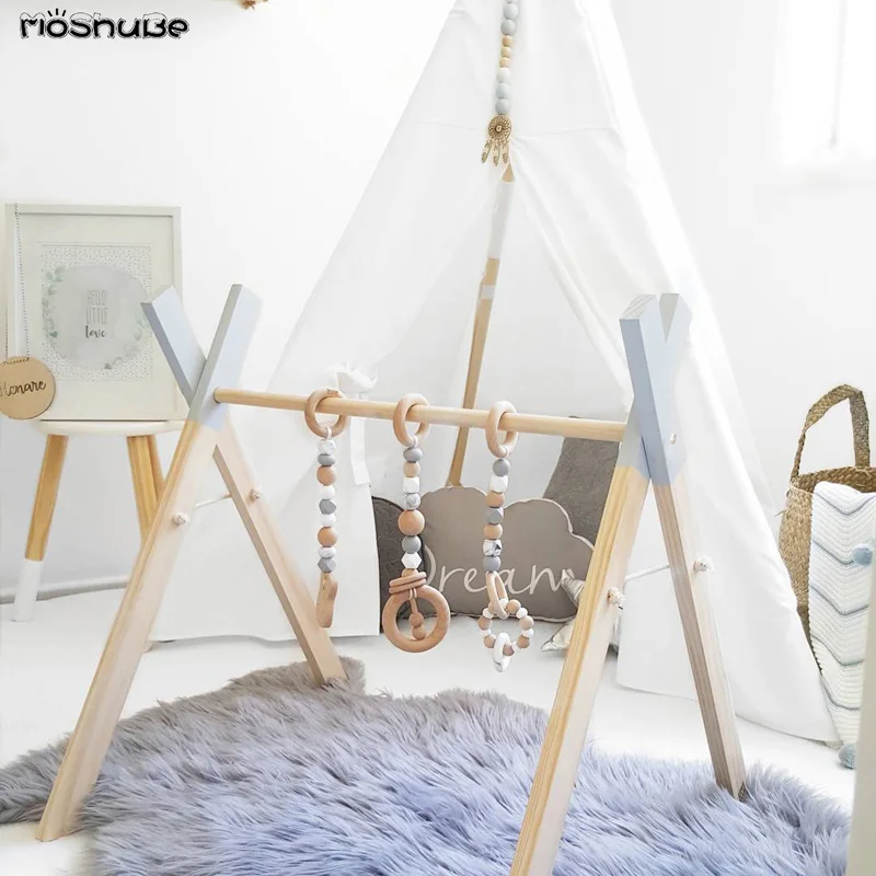 Baby Gym Wood Nordic Activity Toys Rack Play Ring-pull for Children ...