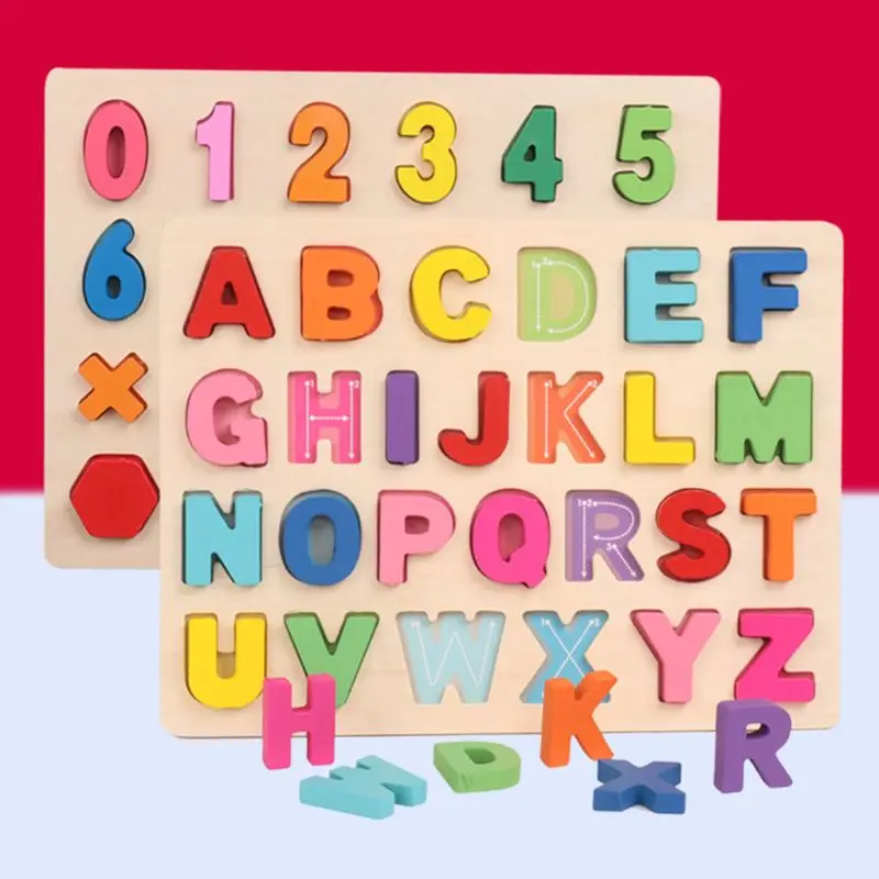 Wooden Learning Puzzle with Colorful Letters/Numbers Childhood Early ...