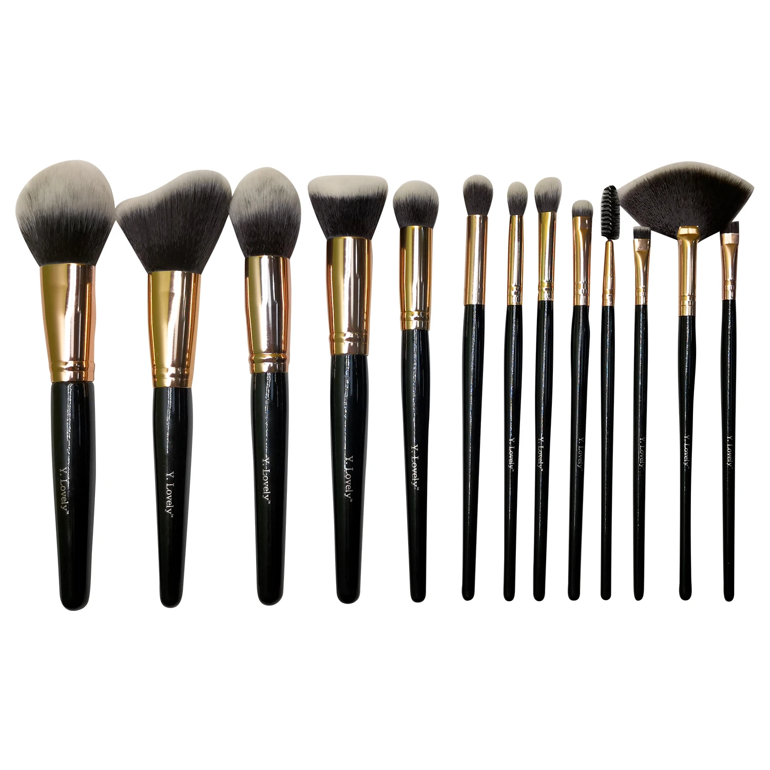 YLovely Black Rose Gold Pro Makeup Brush Set Powder EyeShadow Blending ...
