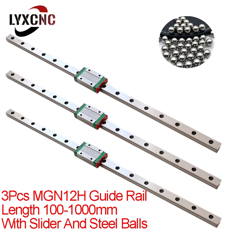 3pcs-MGN12-Linear-Rai-100-150-200-250-300-350-400-450-500-550-1000mm ...