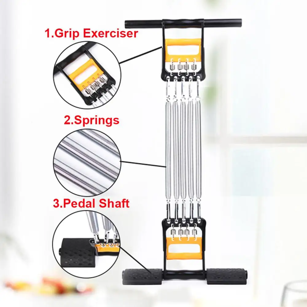 Multi-purpose Chest Expander 5-Spring Men Power Exerciser with Grip ...