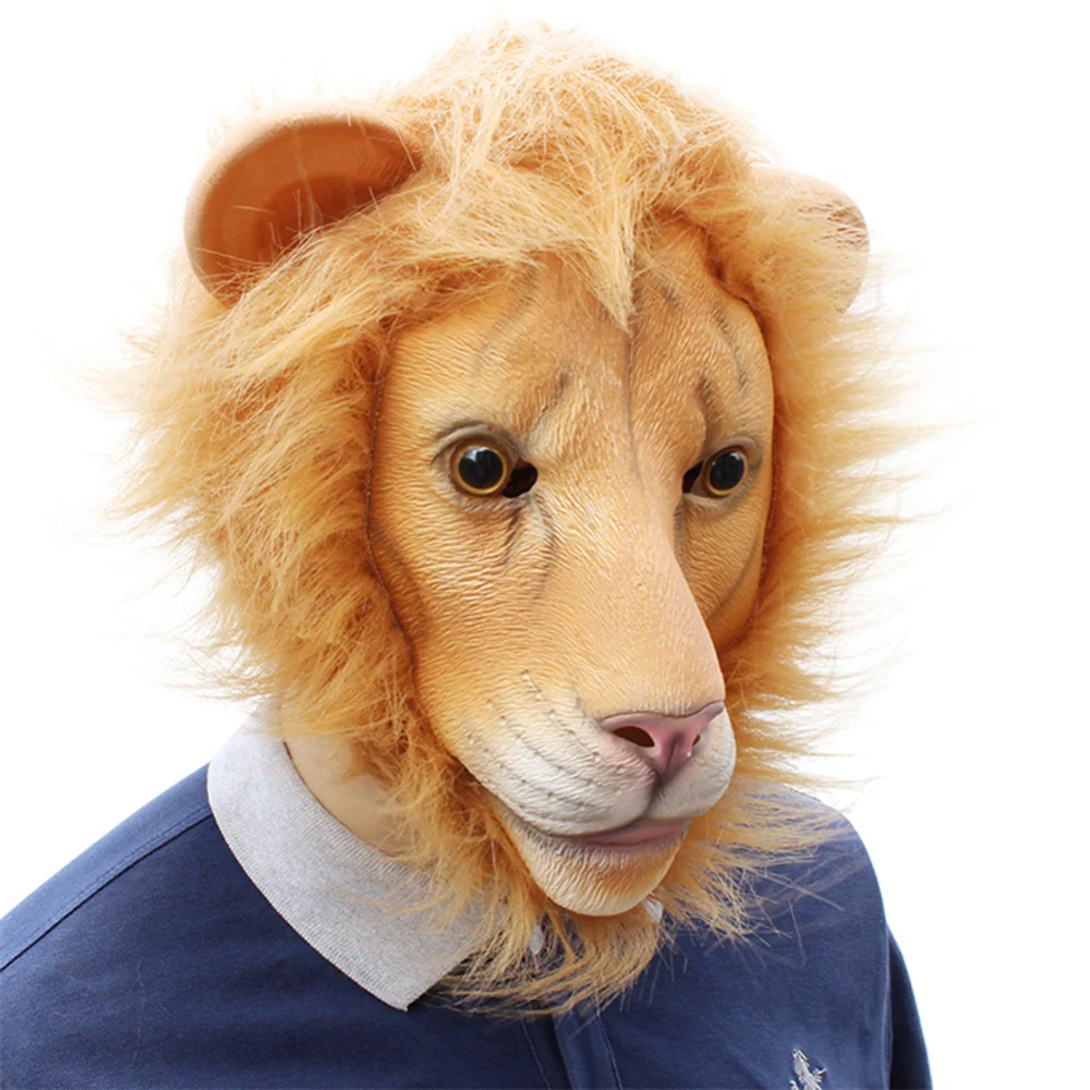 Halloween Lion Animal Head Latex Mask Role Play Costume Christmas ...