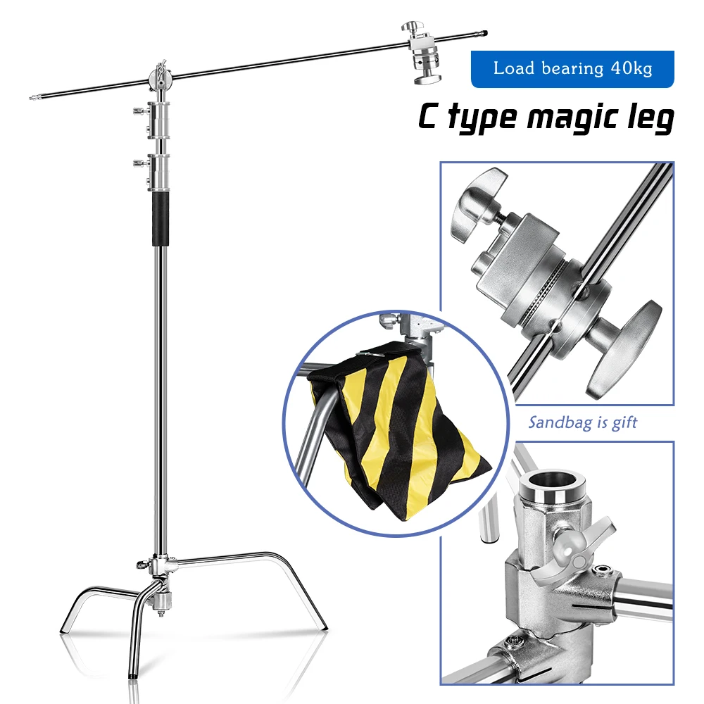 C-Stand-Photography-Stand-Stainless-Steel-with-Hold-Arm-and-Grip-Head ...