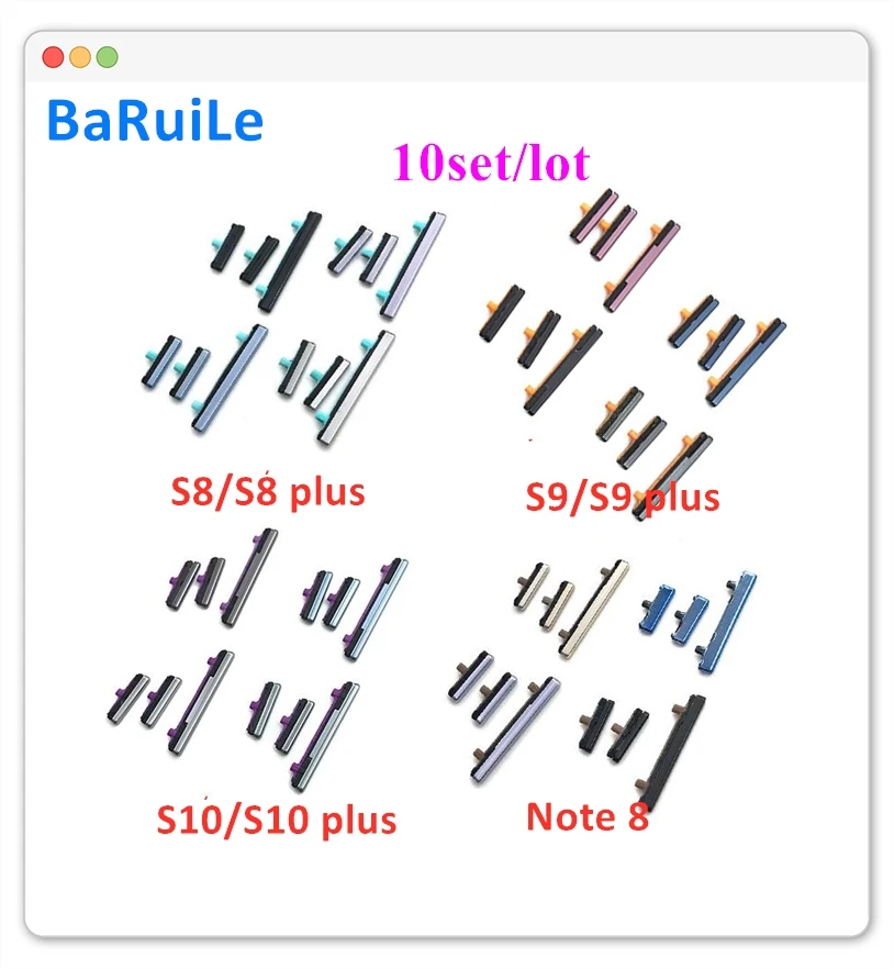 BaRuiLe 10sets Side Volume Buttton Botão + Power ON / OFF Key Set Para ...