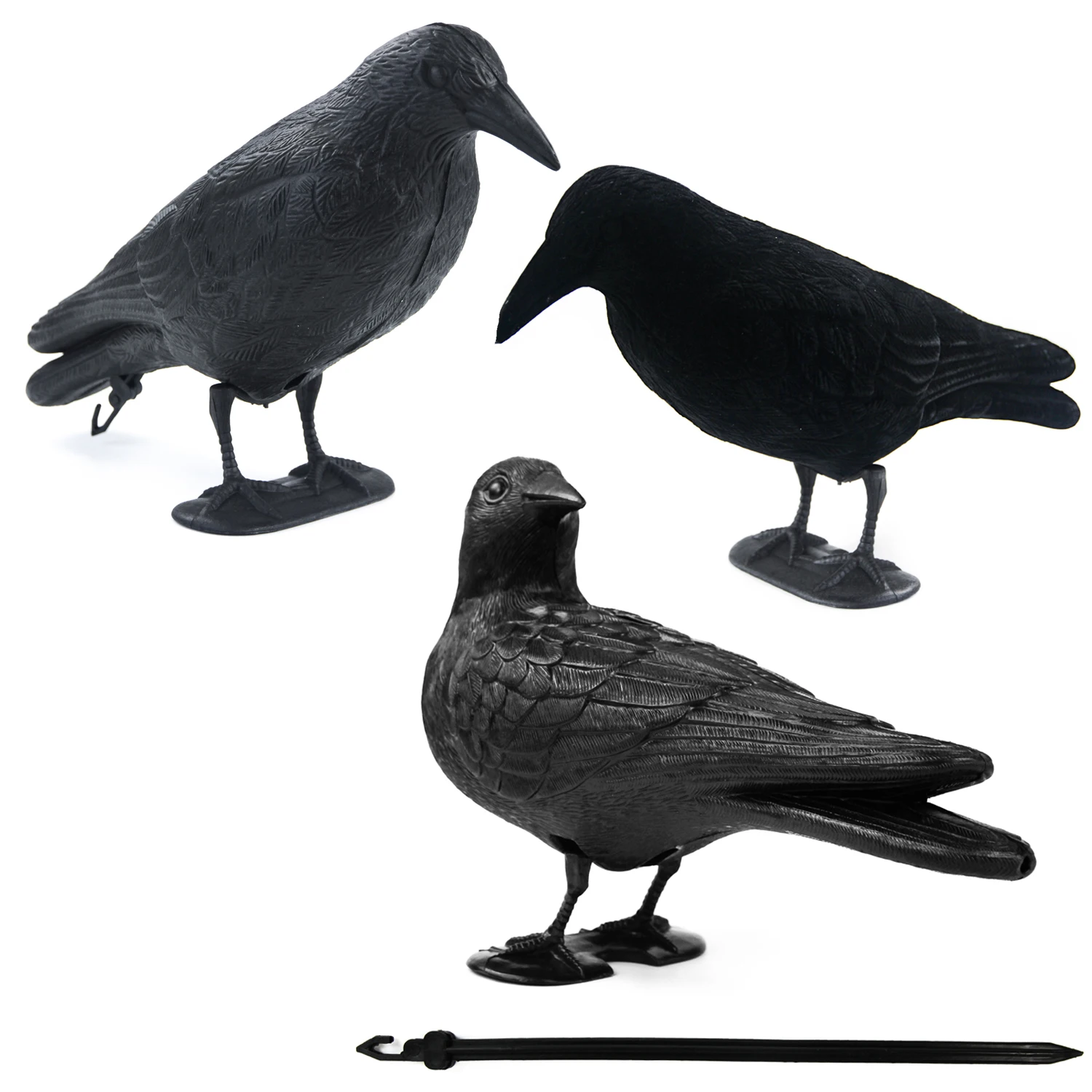 Flocked-Crow-Hunting-Decoys-Garden-Bird-Deter-Scarer-Scarecrow-Mice ...