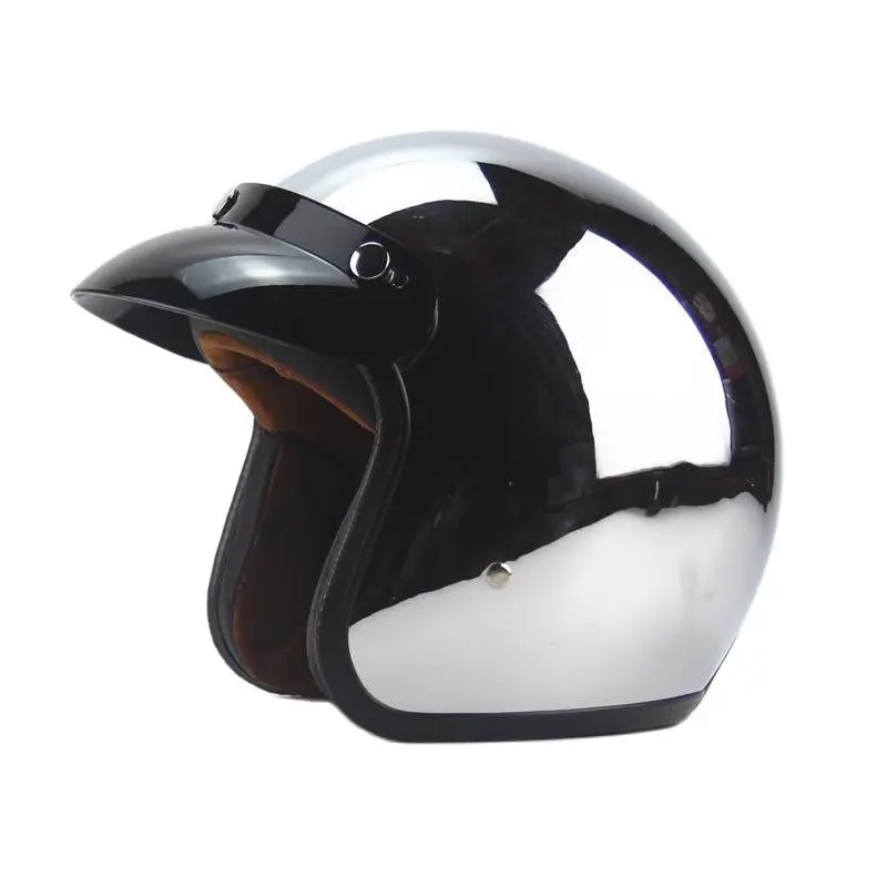 Open-face Helmets Mirror Silver Chrome Open Face Motorcycle Motorbike ...