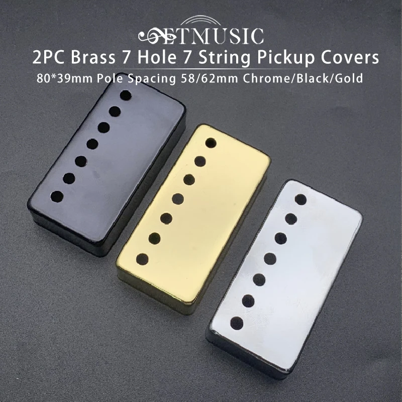 2Pcs-Brass-7-Hole-7-String-Pickup-Humbucker-Cover-80-39mm-Pole-Spacing ...