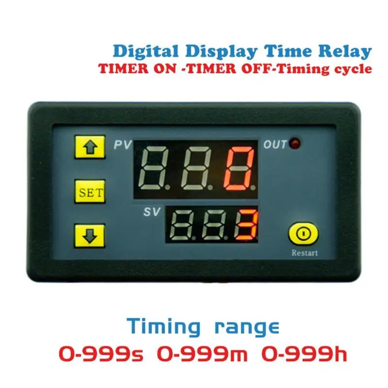 DC 12V Time Relay Module Digital LED Double Relay Display Timer Cycling ...