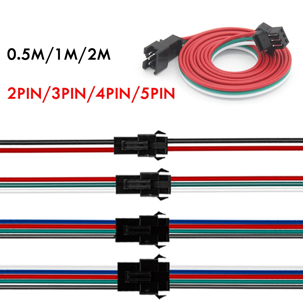 2 Pin/3 Pin/4 Pin/5 Pin LED Connector Cable Male Female Extension Cable ...