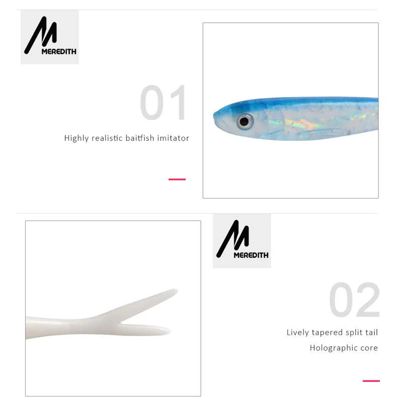 MEREDITH 5pcs 100mm 4.4g Saltwater Freshwater Fishing soft Lures ...