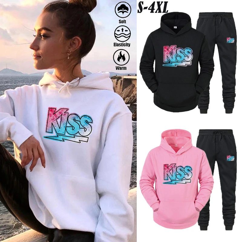 Autumn Jogging Tracksuit 2 Pieces Sets Hoodies Sweatpants Suits Plus ...