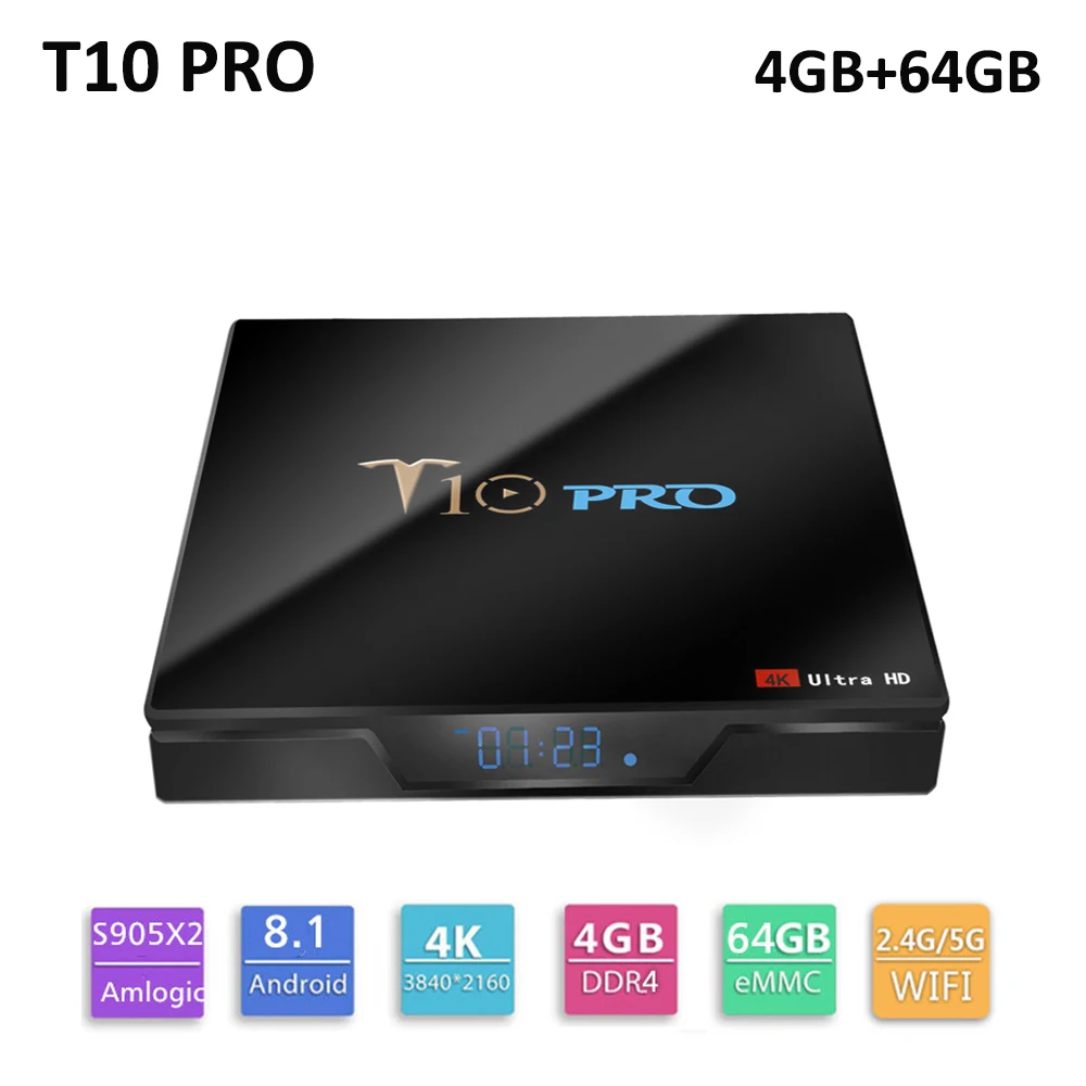T10 PRO TV Box - Amlogic S905X2, Android 8.1, 4K 60fps under $50