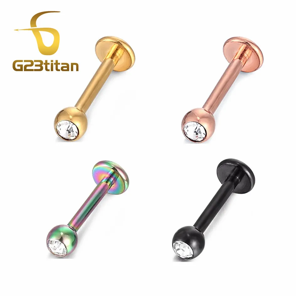 G23titan Crystal Labret Lip Piercing Kit 16G/1.2mm Piercing Ear Tragus ...