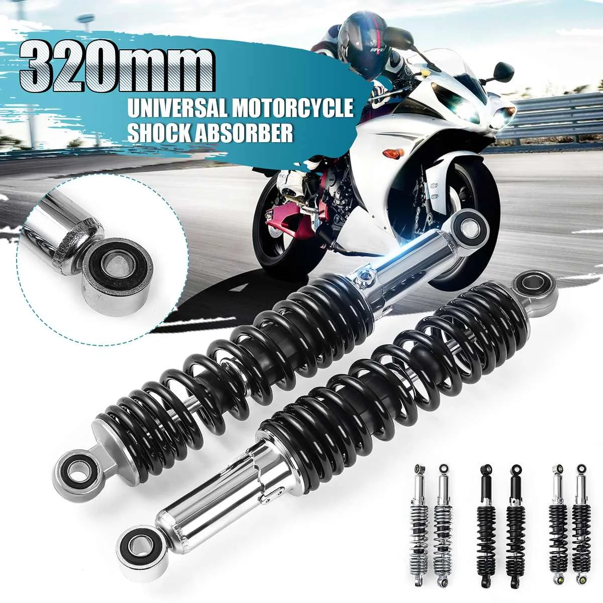 Universal 320mm Fork Round Air Shock Absorber Rear Suspension Spring ...