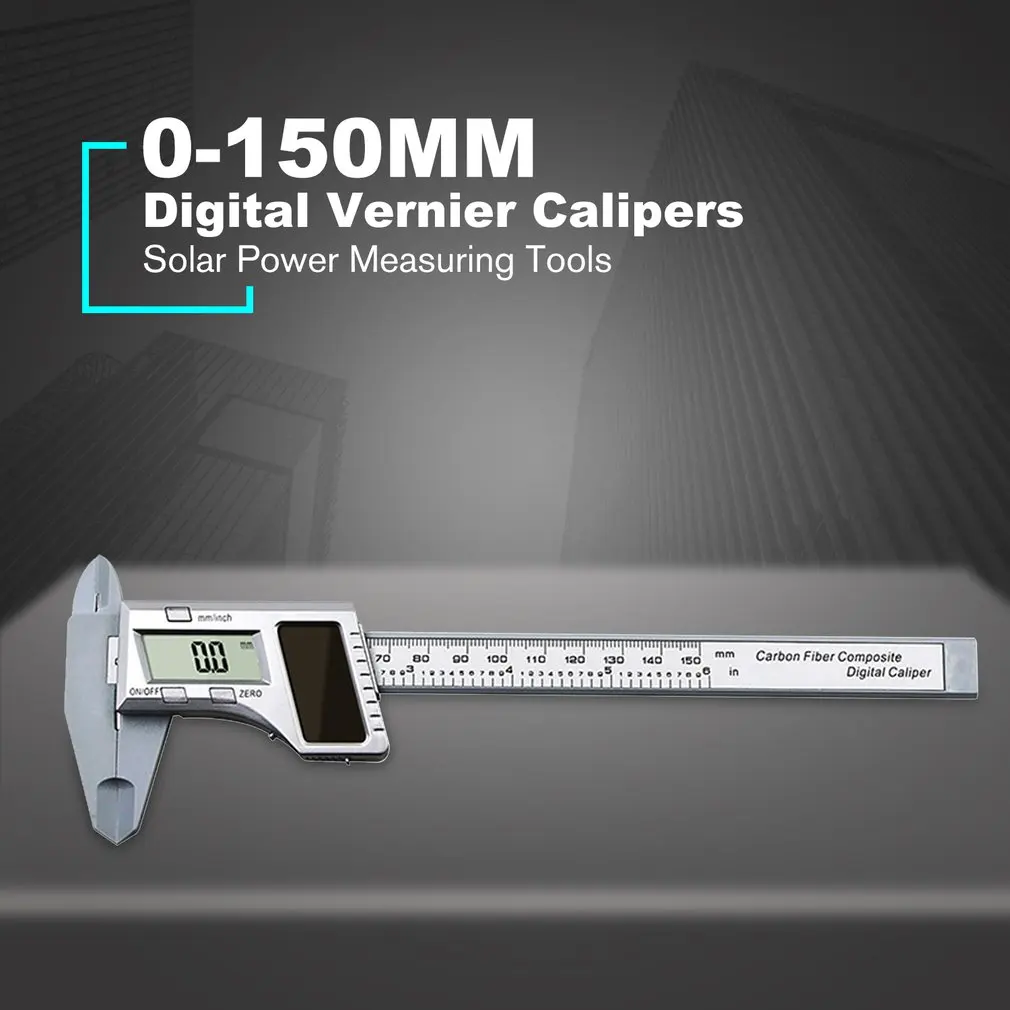 0-150MM Solar Power Electronic Precision Digital Vernier Calipers Ruler ...