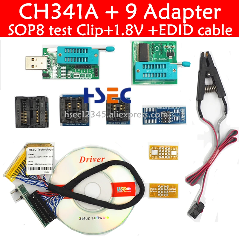 Ch341a Usb Programmer Soic8 Sop8 Test Clip 1.8v Adapter Sop16 Sop8 ...