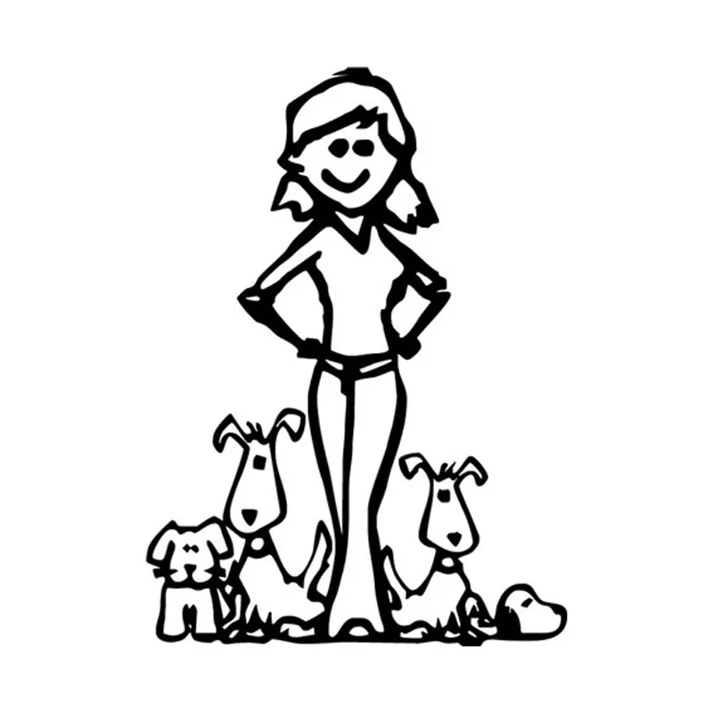 Crazy Lady Cartoon With Dogs
