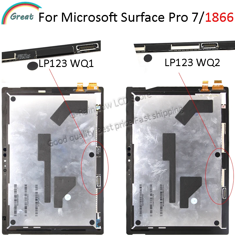 12.3'' Original For Microsoft Surface Pro 7 1866 LCD Display Touch Screen Digitizer For ...