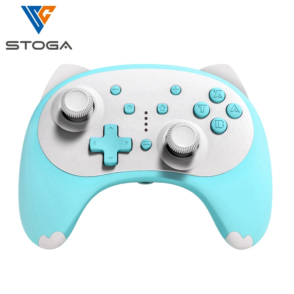 Stoga 무선 블루투스 자동 터보 웨이크업 게임 패드 Pc 카툰 키티 6 축 자이로스코프 컨트롤러 닌텐도 스위치용게임 패드