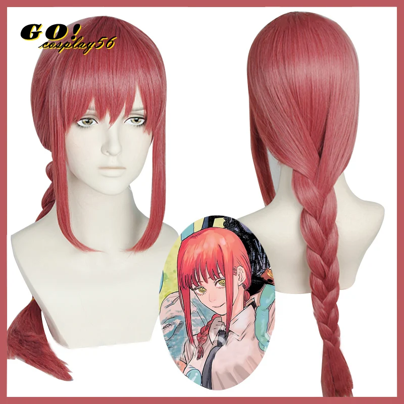 Makima-Wig-Pink-Braided-Hair-Anime-Chainsaw-Man-Cosplay-Synthetic-Wig ...