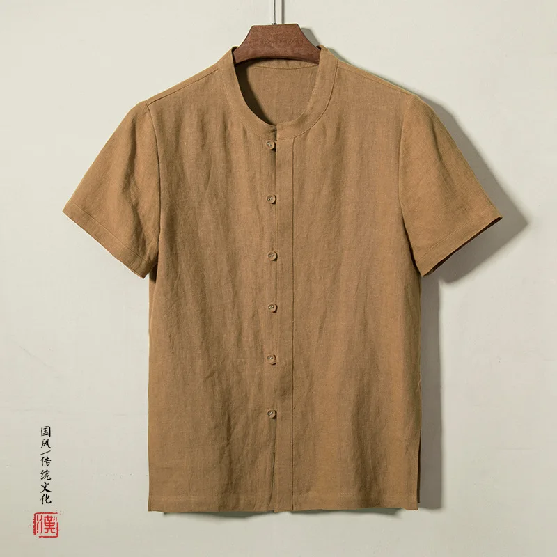 Chinese Style New Men's Summer Linen Shirt Men's Short sleeved Loose ...