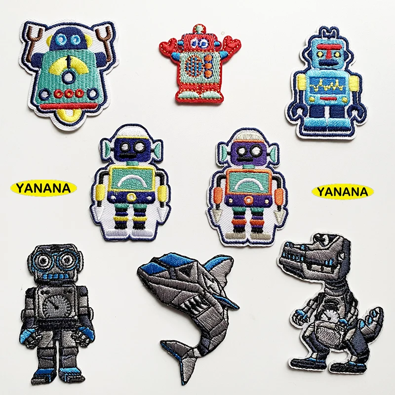 Robot-Patch-for-Clothing-Iron-on-Embroidered-Sewing-Applique-DIY ...