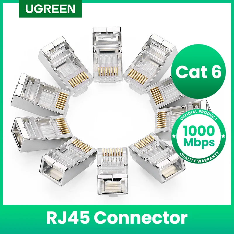 Ugreen cabo ethernet modular, conexão cat6 8p8c, 6 plugues, banhados a ...