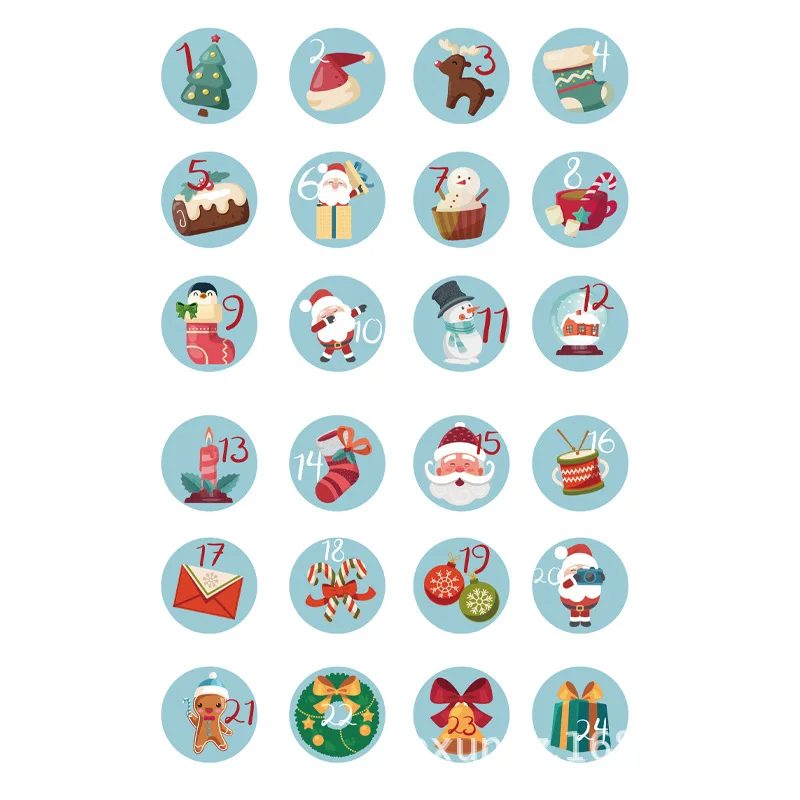 24 pegatinas con números para calendario de adviento de Navidad, para ...