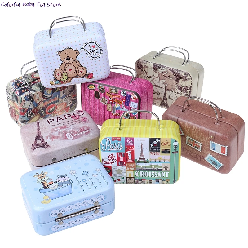 Fashion Metal Mini Suitcase for Dolls Miniature Toys Trunk Dollhouse ...
