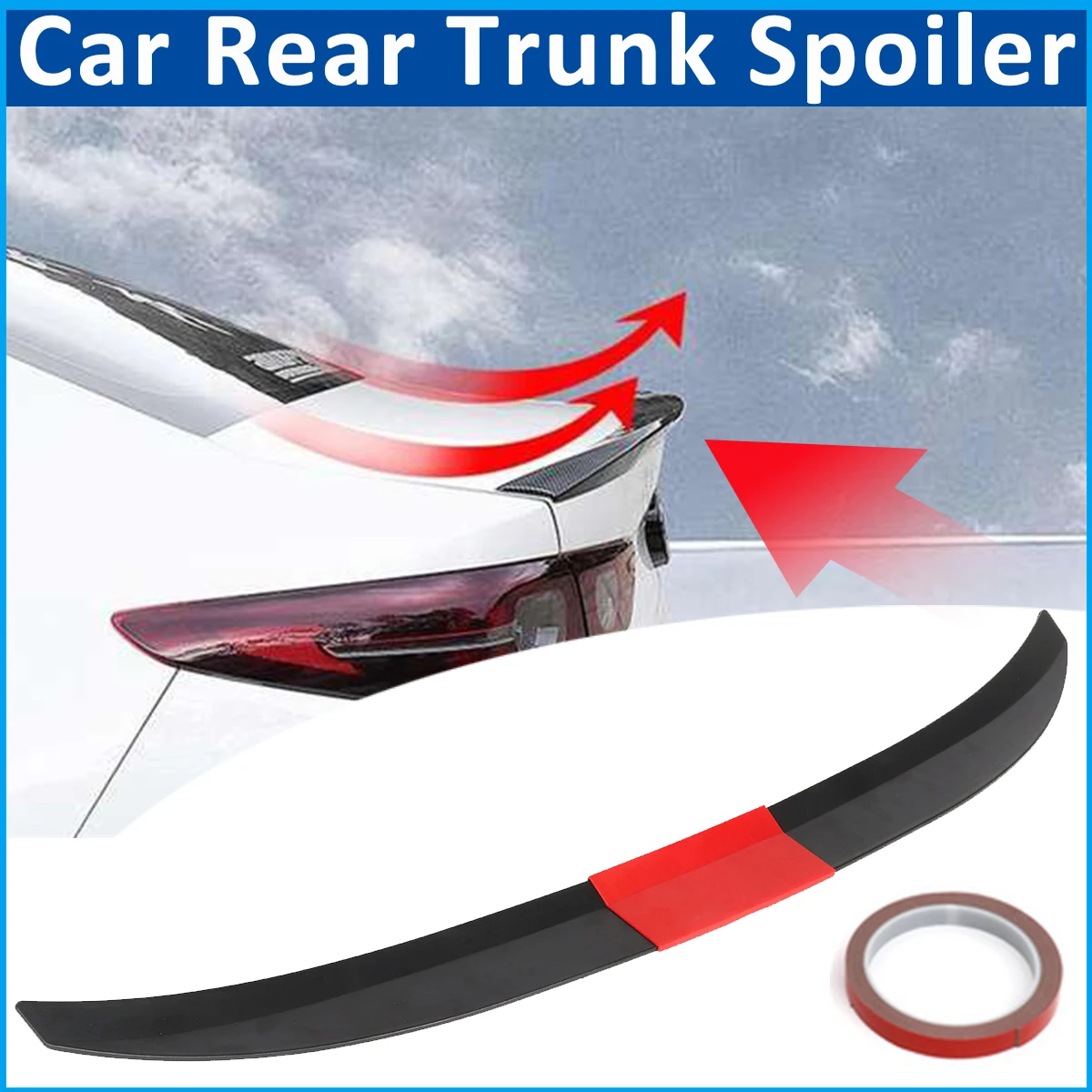 Adjustable Universal Car Rear Trunk Spoiler Lip Abs Spoiler Wing Trim ...