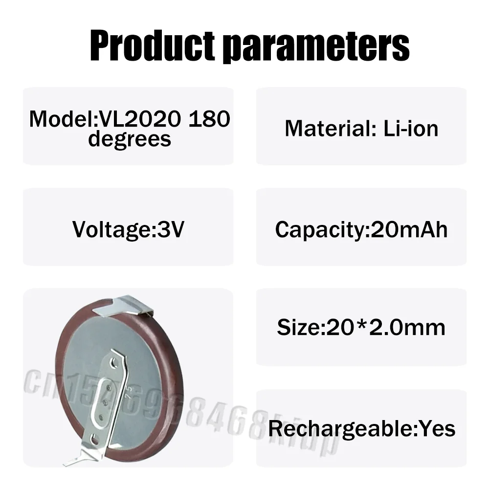 Panasonic 3V VL2020 2020 180 Degrees Rechargeable Lithium Battery For ...