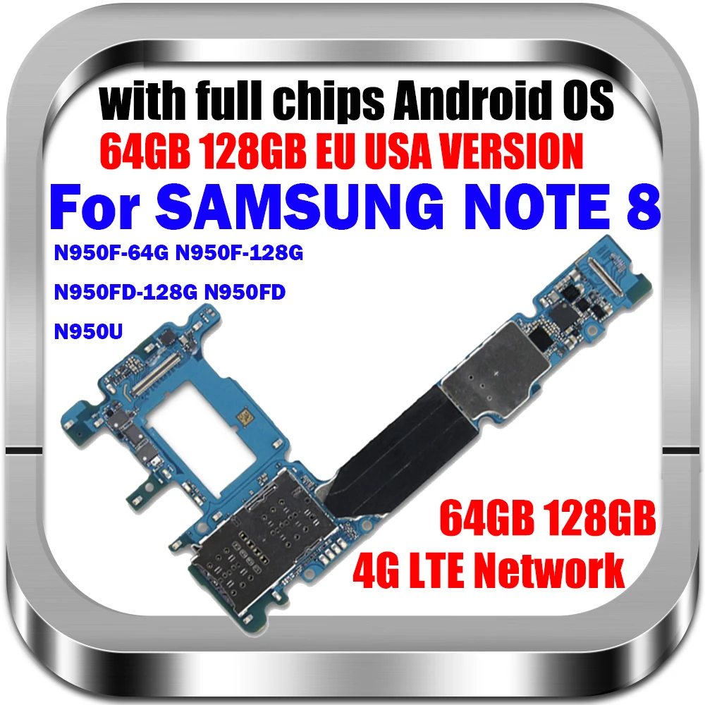 잠금 해제 메인 로직 보드 마더보드, 삼성 갤럭시 노트 8, N950, N950FD, N950F, N950U, 64GB ...
