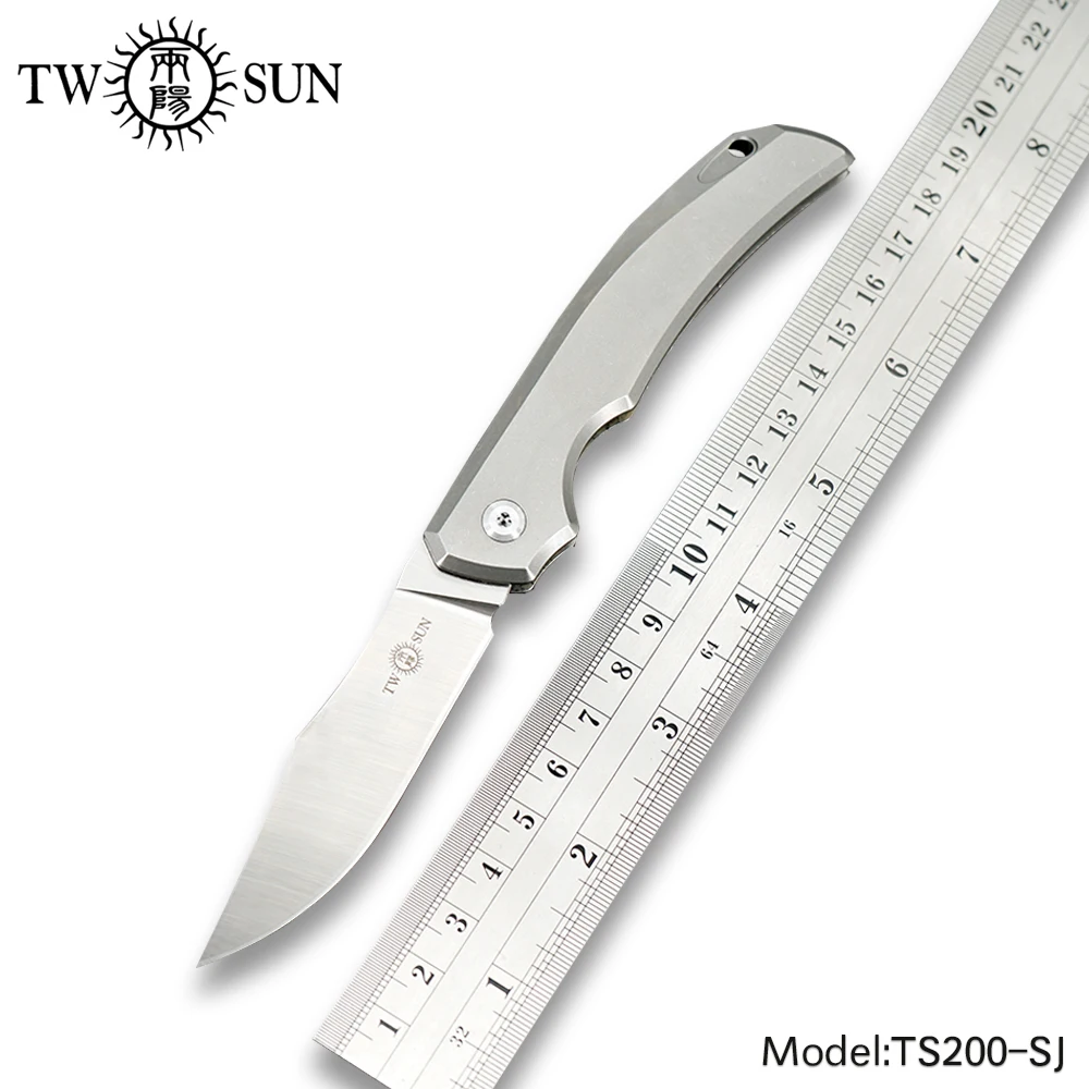 TWOSUN knives One Solid TC4 Titanium M390 Pocket Folding SLIP JOINT Knife hunting knife outdoor ...