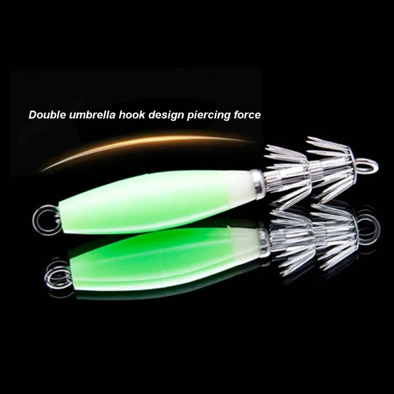 Luminous Green Squid Jig Hook Deep Sea Artificial Squid Lure Underwater ...