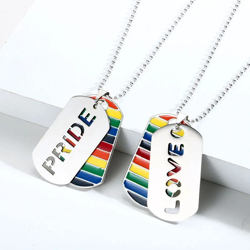 LGBT-Necklaces-Double-Layer-Rainbow-Love-Pendant-Necklace-Lesbian-Gay ...