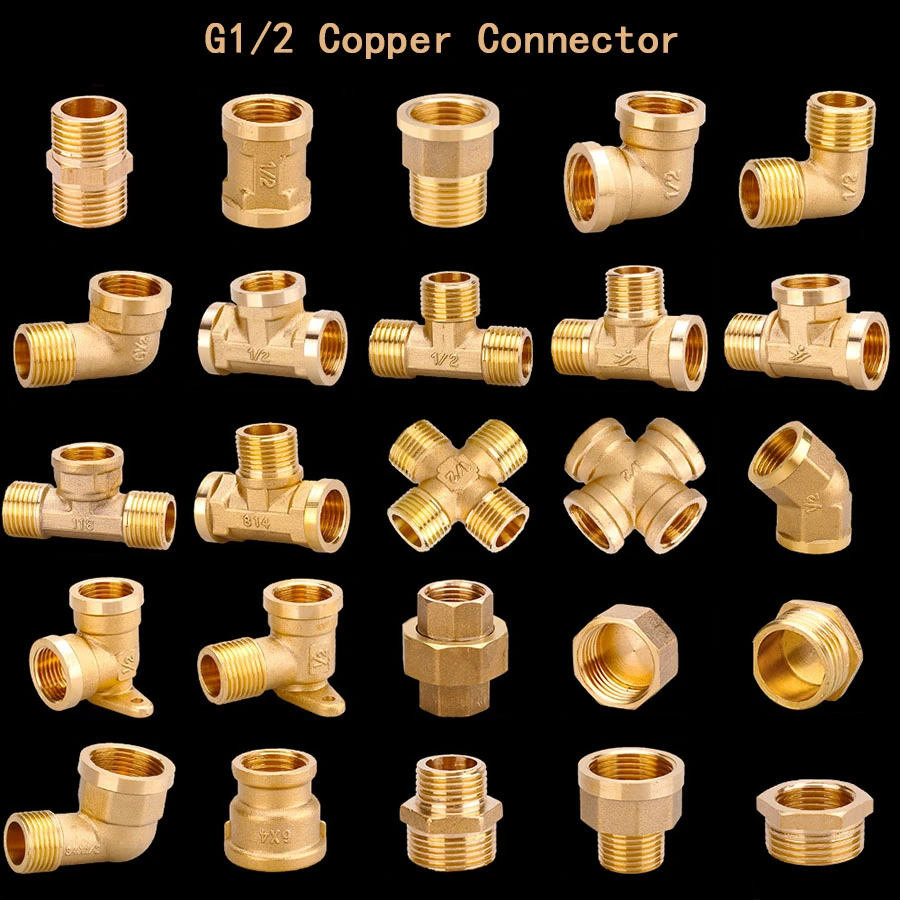 1/2" 3/4" BSP Female Male Thread Tee Type Reducing Copper Elbow Butt ...