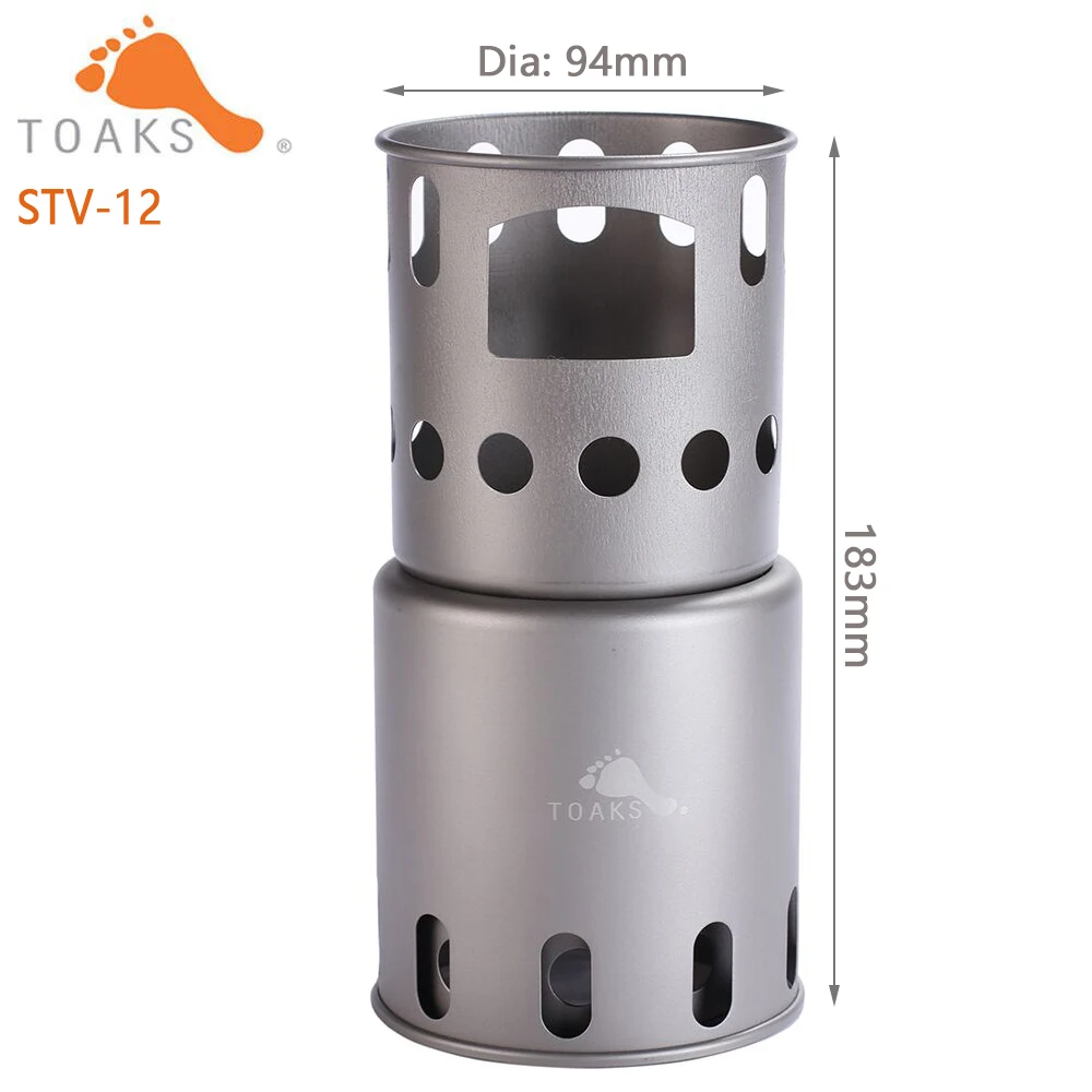 TOAKS STV 11/12 Titanium Backpacking Wood Burning Stove (Small) Outdoor Titanium Cooking System ...