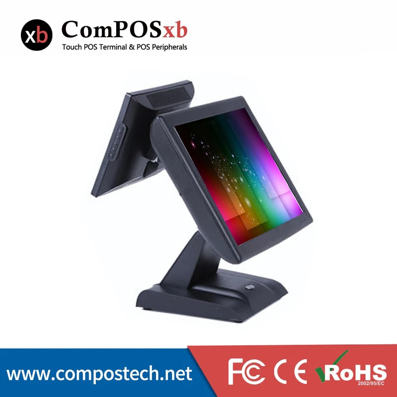 15 Inch Dual Screen Pos Terminal 5 Wire Resistive Touch Screen Pos ...