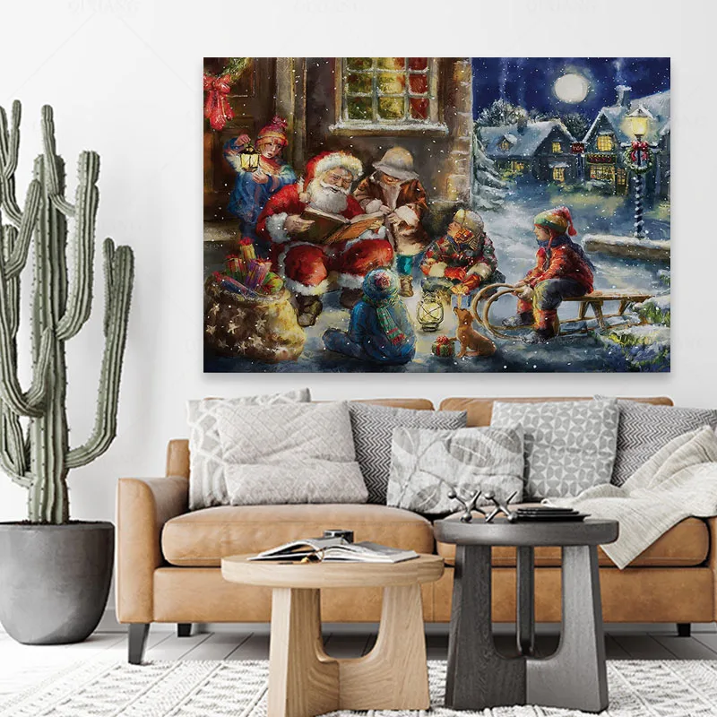 The-Story-of-Santa-canvas-painting-wall-art-Modern-Living-Room ...