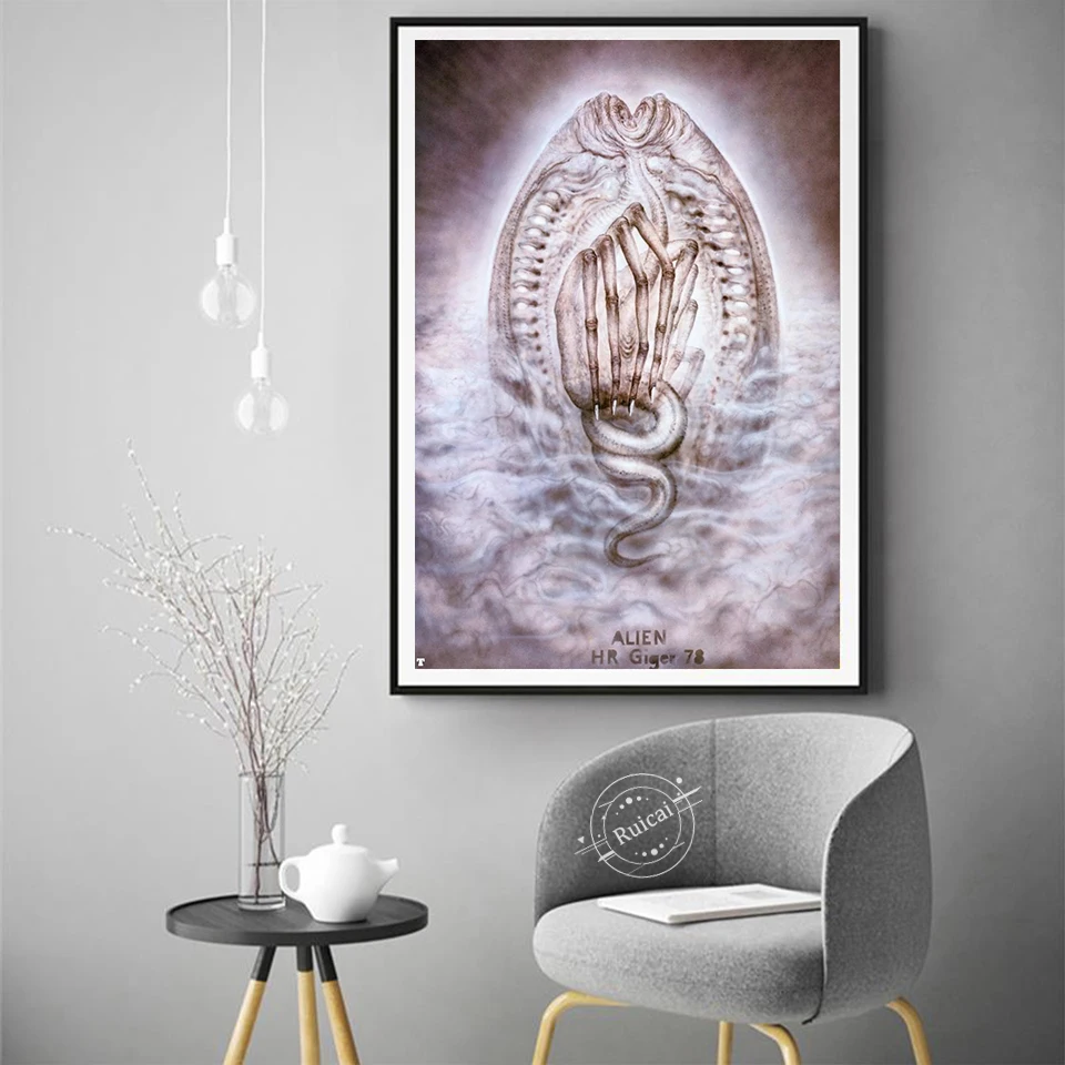 Tableau - Toile,Affiches et imprimés d'horreur Hr Giger Li II,peinture ...
